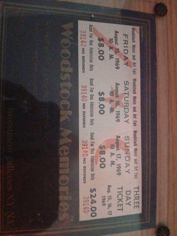 Woodstock Unused 3 Day Ticket Original Globe COA | eBay