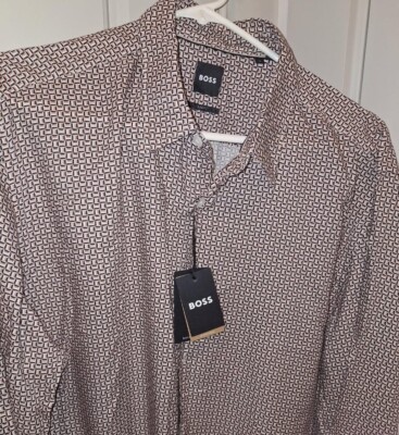 Hugo Boss Men's LS Button Down, Medium Beige, XL, New w/Tags | eBay