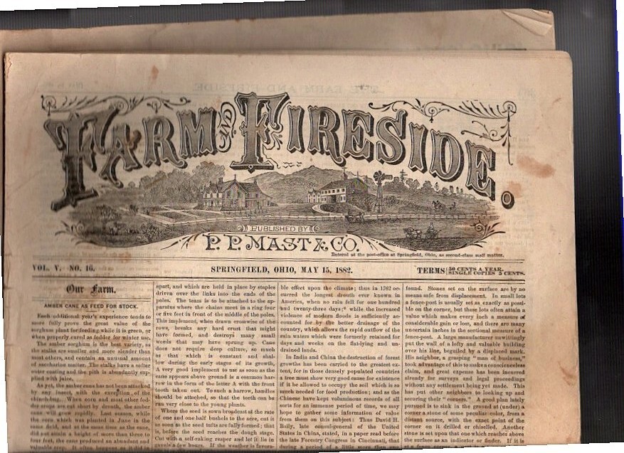 MAY 15, 1882 FARM AND FIRESIDE NEWSPAPER--Great Ads & Atricles--FREE ...