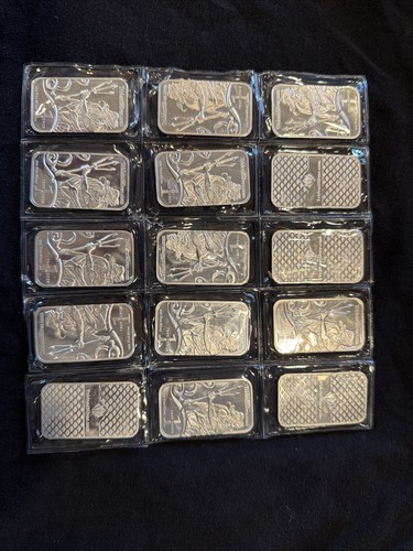 Silver Bullion 1 oz Rounds and Bars Pack of 15 Trident Silver .999 Pure ...