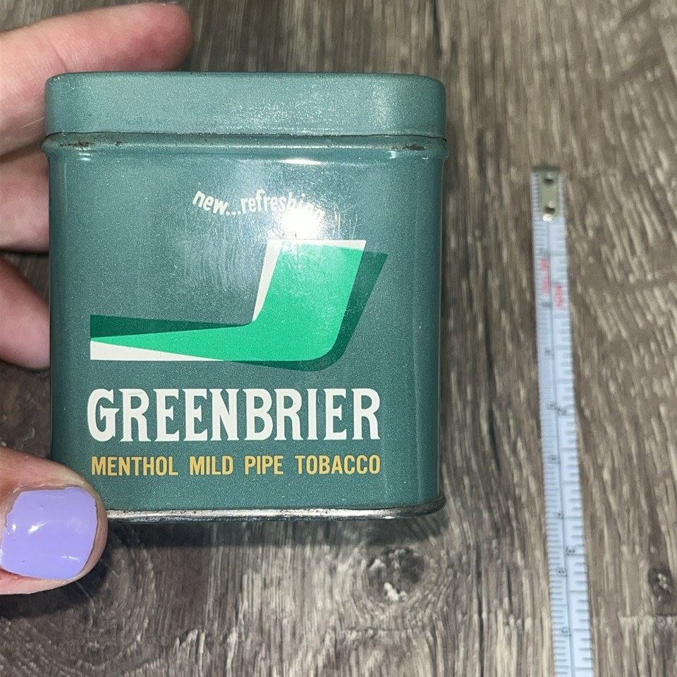 Vintage GREENBRIER Menthol Pipe Tobacco Tin – 1 Oz – EMPTY – Mild Blend ...