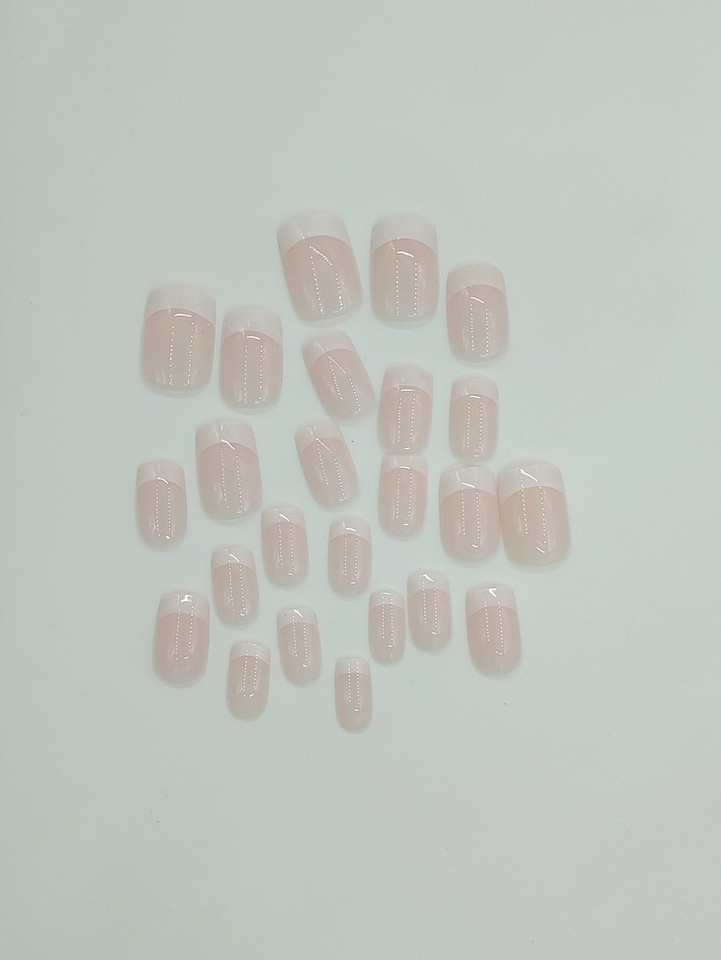 24pcs Square White French Style Fake Nail Press On Nails False Nails ...
