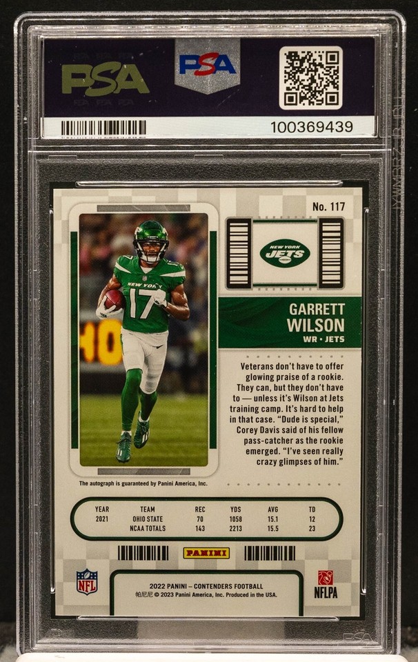 100369439 Garrett Wilson 2022 Contenders 117 Rookie Autograph RC Auto ...