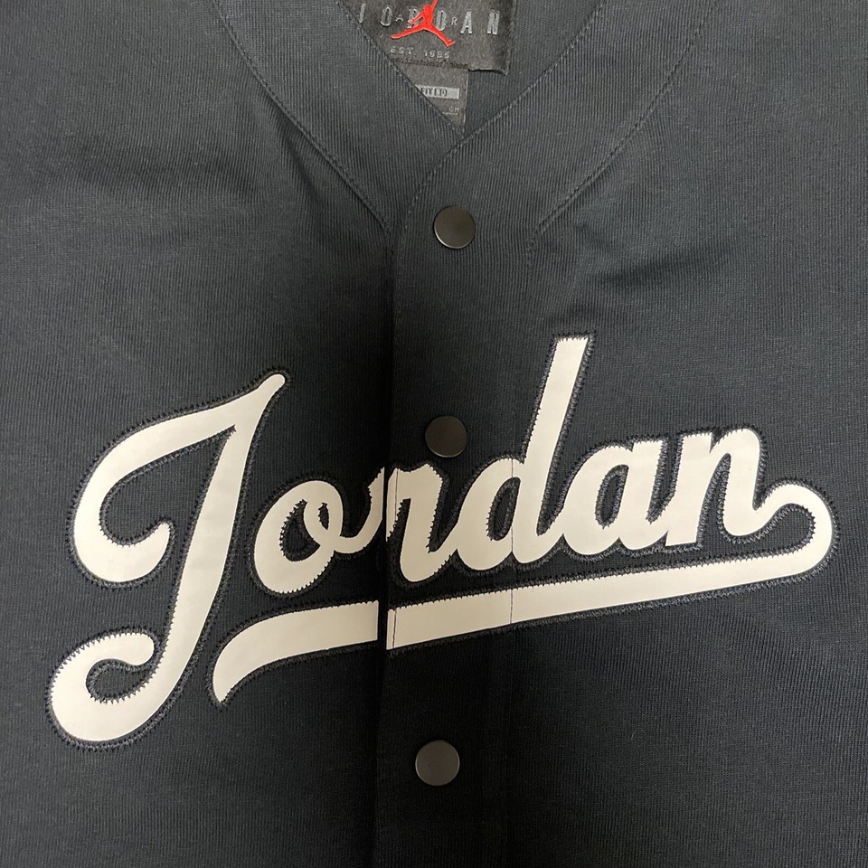 NWT Nike Air Jordan Men’s Baseball Jersey Shirt Mens Small Black FN4663 ...