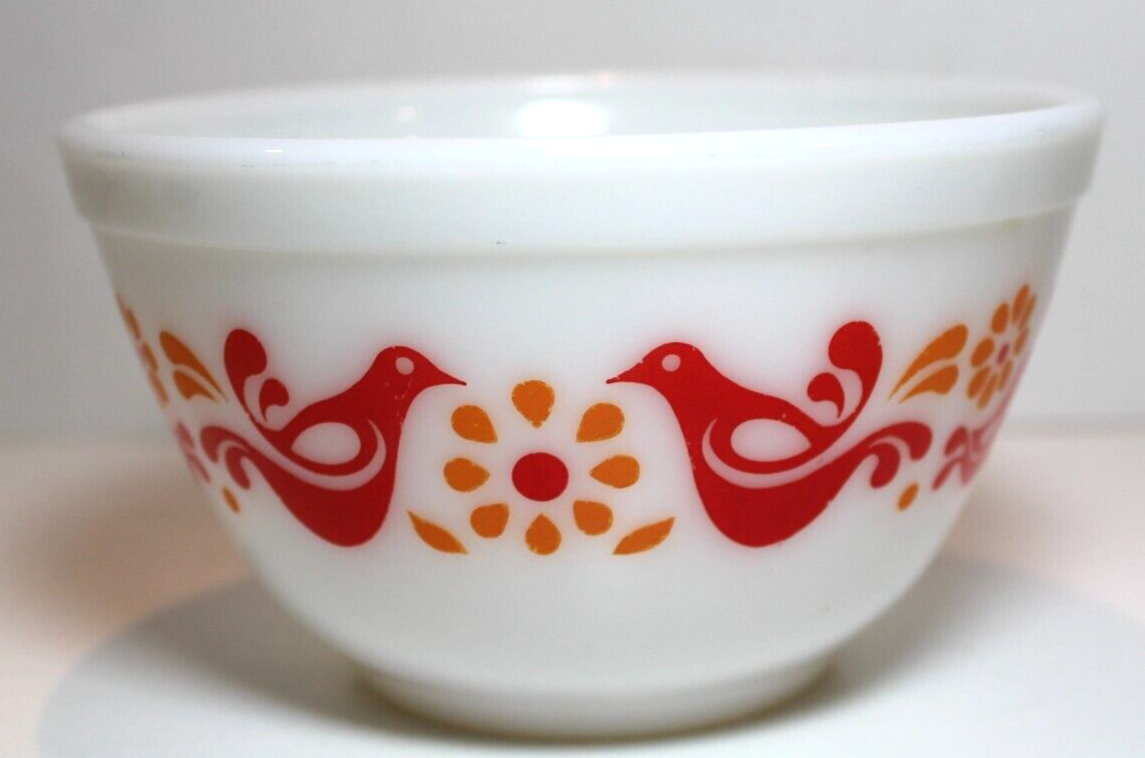 Vintage Pyrex Friendship Birds 1 1/2 Pt Bowl Red Birds And Orange ...
