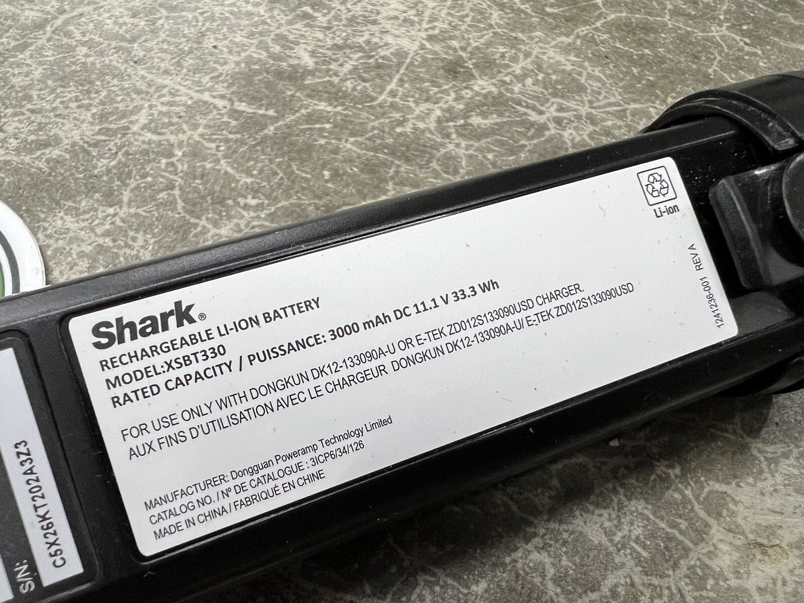 Shark XSBT330 Lithium-Ion Battery - Black for sale online | eBay
