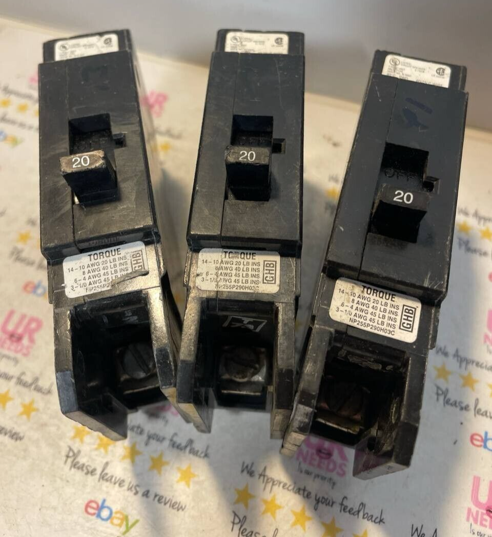 3 Cutler-Hammer Eaton GHB1020 Circuit Breaker - Black Lot of 3 | eBay