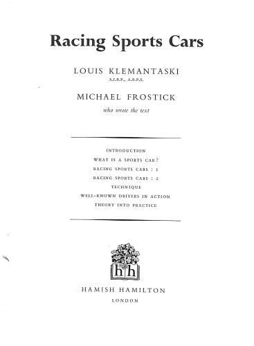 Racing sports cars by Klemantaski,Louis and Michael Frostick | eBay UK