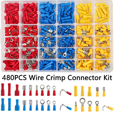 Assorted Insulated Electrical Wire Terminal Crimp Connector Spade Set ...