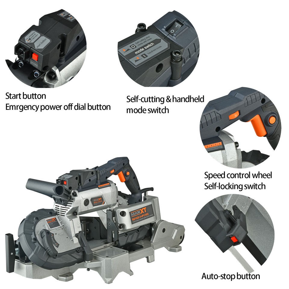 MAXXT Portable Band Saws With Base 10AMP Automatic & Manual Dual ...