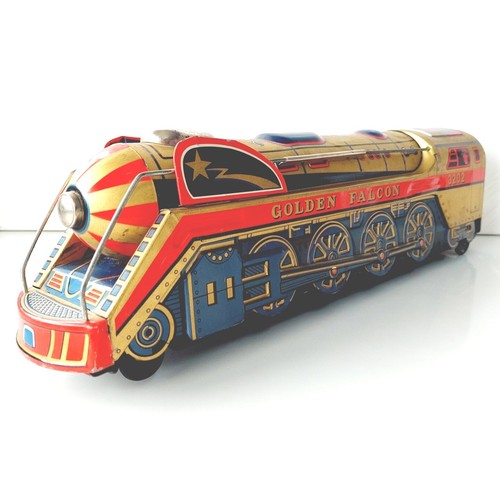 Vintage Tin Toy Golden Falcon Steam Locomotive 16-inch Train Battery ...