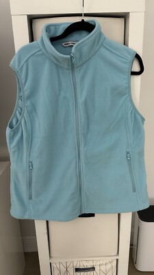 Outdoor Ventures Vest Womens XL Baby Blue Fleece Lightweight Full Zip ...