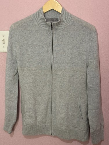 Neiman Marcus Cashmere Zip Up Mock Neck Sweater Gray Size M | eBay