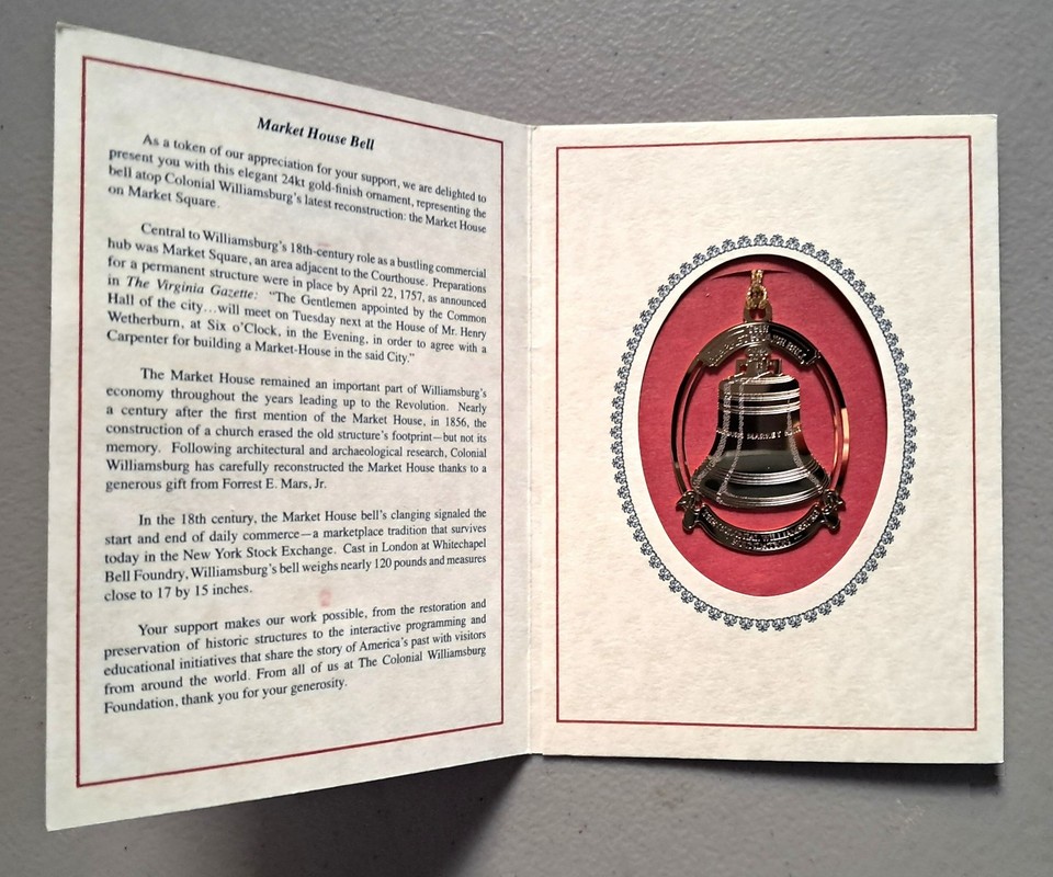 Colonial Williamsburg Market House Bell 24K Gold Finish Christmas ...