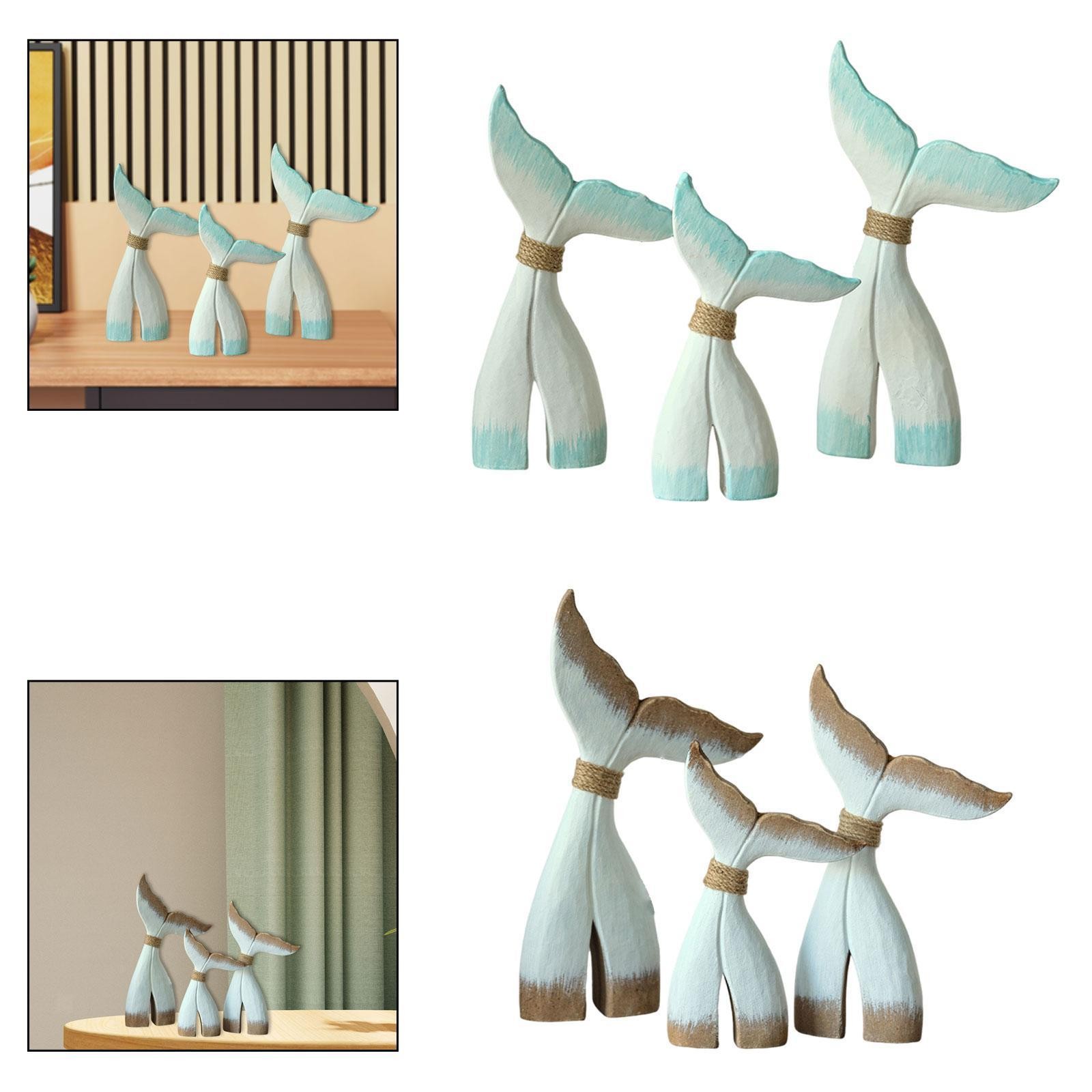 3 Pieces Wood Figurine Whale Tails Statue Birthday Gift Crafts ...