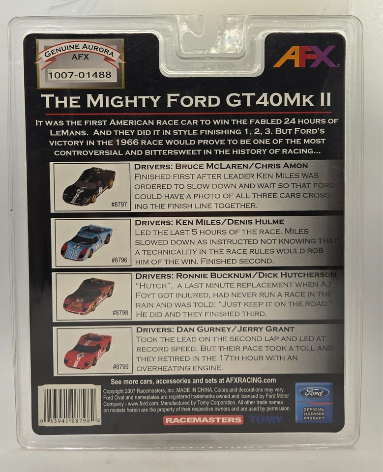 MOC Tomy Afx SRT #5 Ford GT40Mk II Hutcherson Bucknum HO Slot Car New ...