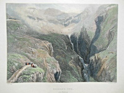 Rhaiadr Cwm Near Ffestiniog - Original c1850s Wales/Welsh Hand Colour ...