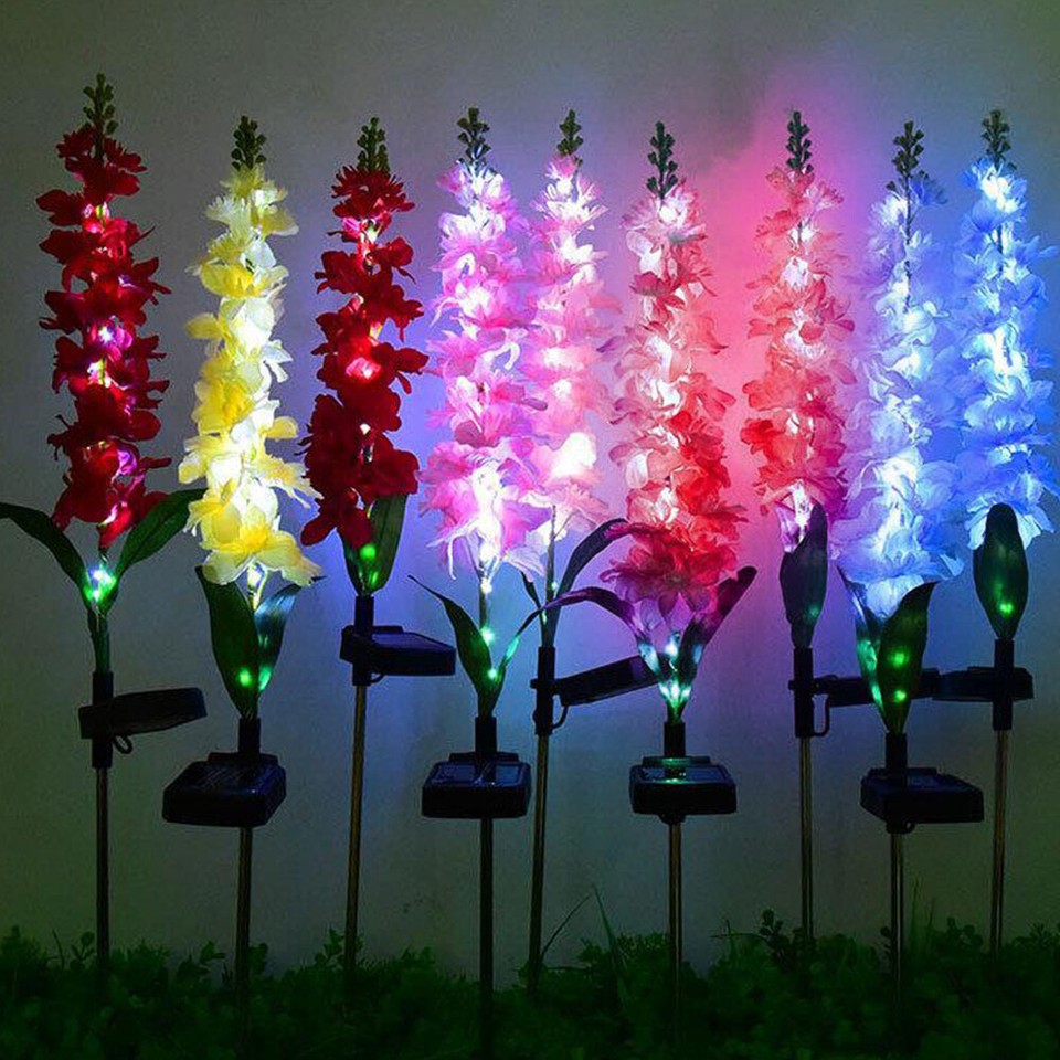 Solar Garden Lights Outdoor Waterproof LED Hyacinth Flower Stake Lamp ...