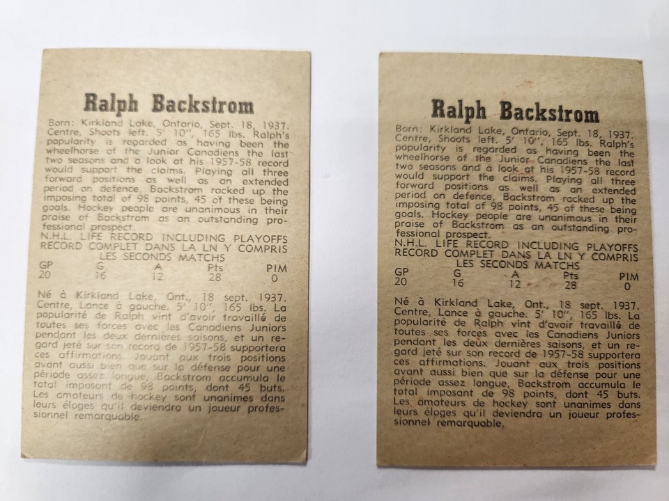 1958-59 Parkhurst Ralph Backstrom Montreal Canadiens RC Rookie Card #16 ...