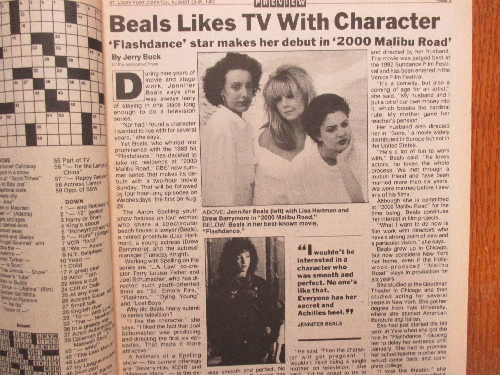 Aug. 23, 1992 St. Louis Post TV Magaz(JENNIFER BEALS/DREW BARRYMORE ...