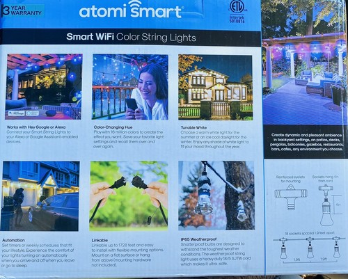 Atomi Smart 36ft String Light for sale online | eBay