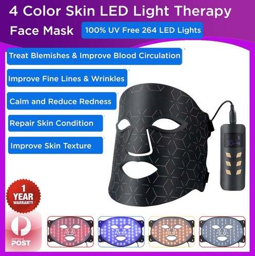 4 Color Skin 240 LEDs Light Therapy Silicone Face Mask Anti Aging Skin ...