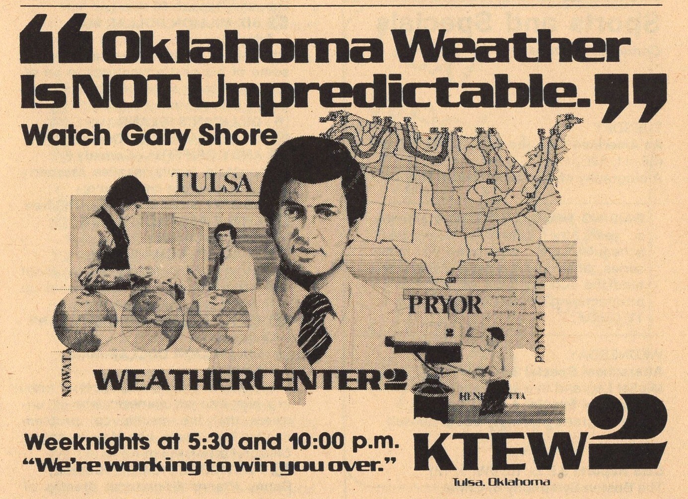 1979 KTEW TULSA,OKLAHOMA TV NEWS AD ~ GARY SHORE WEATHER REPORTER | eBay