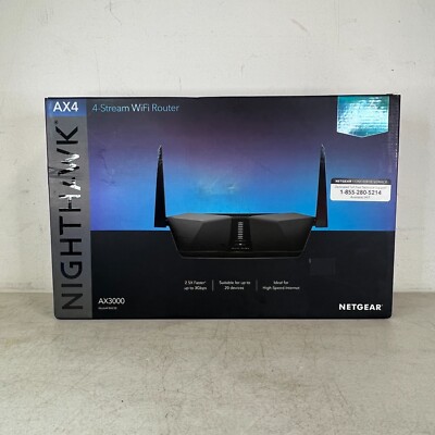 Netgear RAX38-100NAS Nighthawk AX4 AX3000 4-Stream Dual-Band Wi-Fi 6 ...