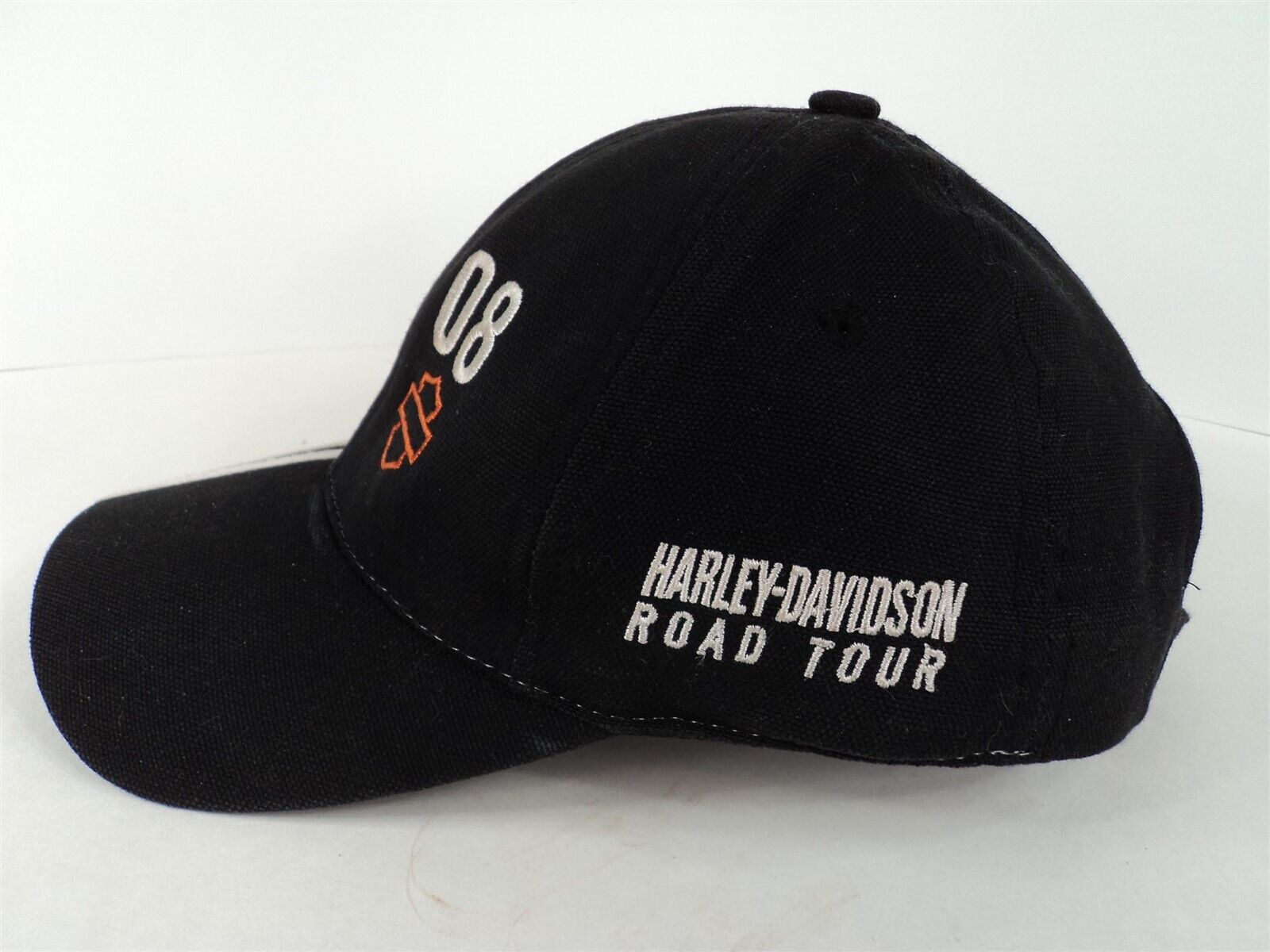 Harley Davidson Black w/ White Racing Stripes Trucker… - Gem