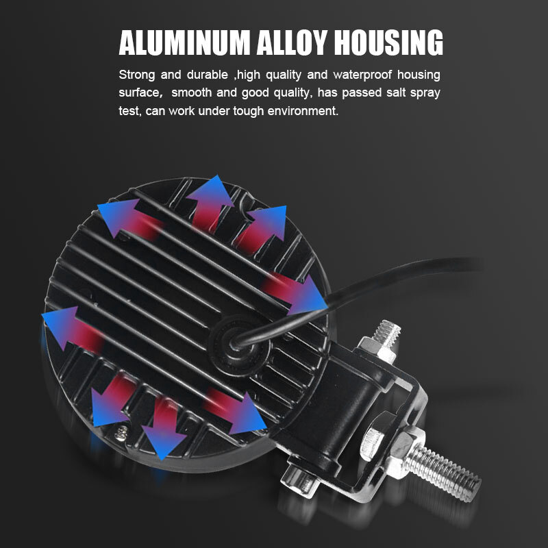 2x 3Inch LED Work Light Bar Round Spot Pods Red Halo Offroad Fog ...