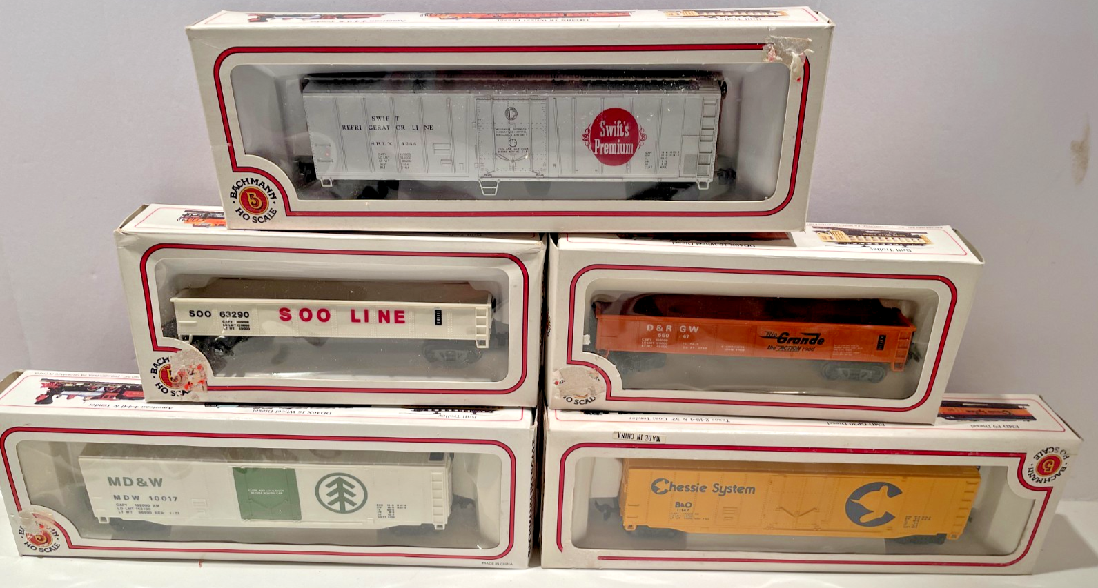 Vintage Bachman HO Scale Box Cars/ Gondola/ Hopper Lot of 5 New In ...