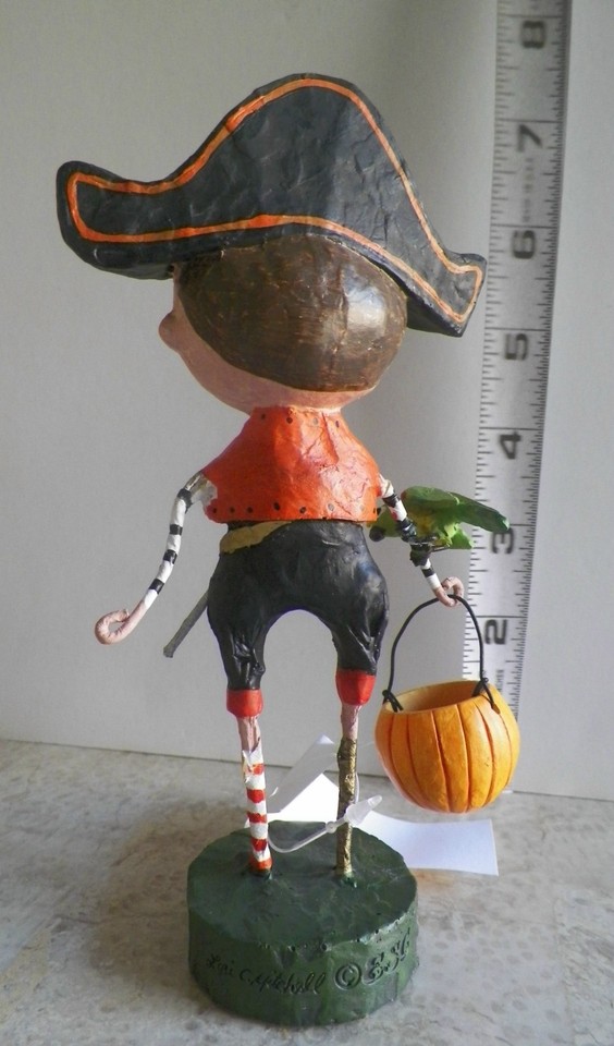 Lori Mitchell Folk Art Halloween Captain Kidd Pirate Costume Parrot w ...