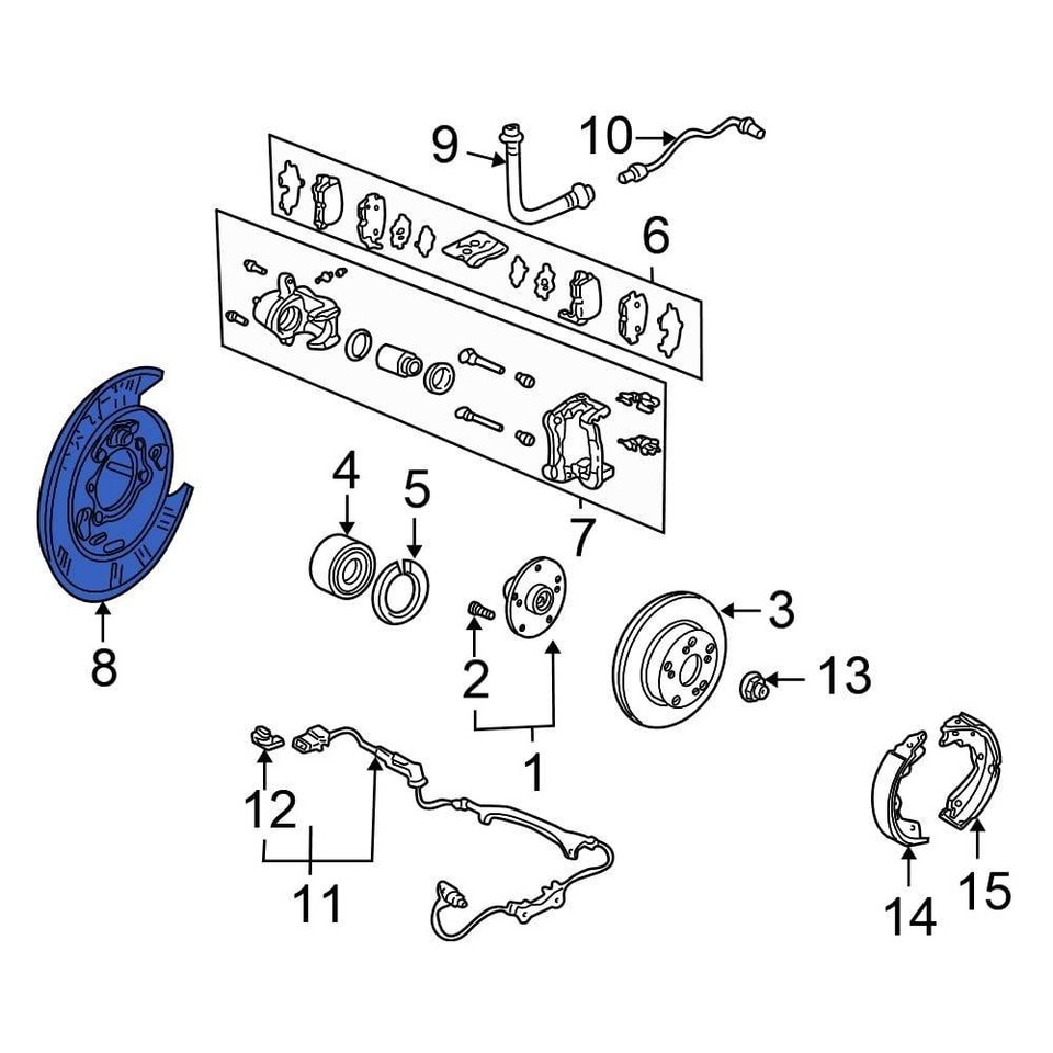 For Honda Pilot 2003-2008 Honda 43120S3VA01 Rear Left Brake Backing ...