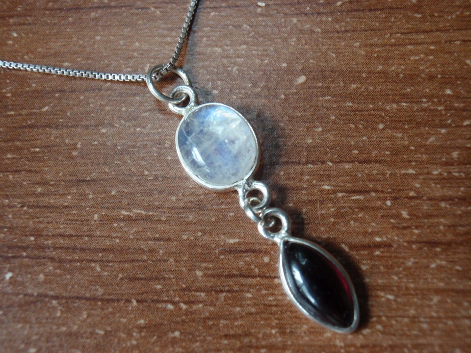 Moonstone Garnet 925 Sterling Silver Pendant receive exact item ...