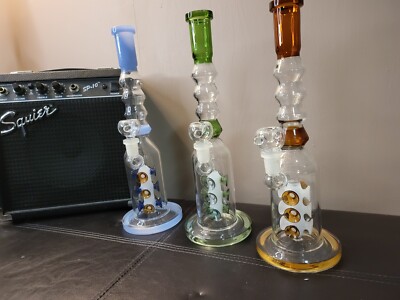 12" Tube Button Sawar Glass Bong Tobacco Water Pipe Hookah Bubbler | eBay