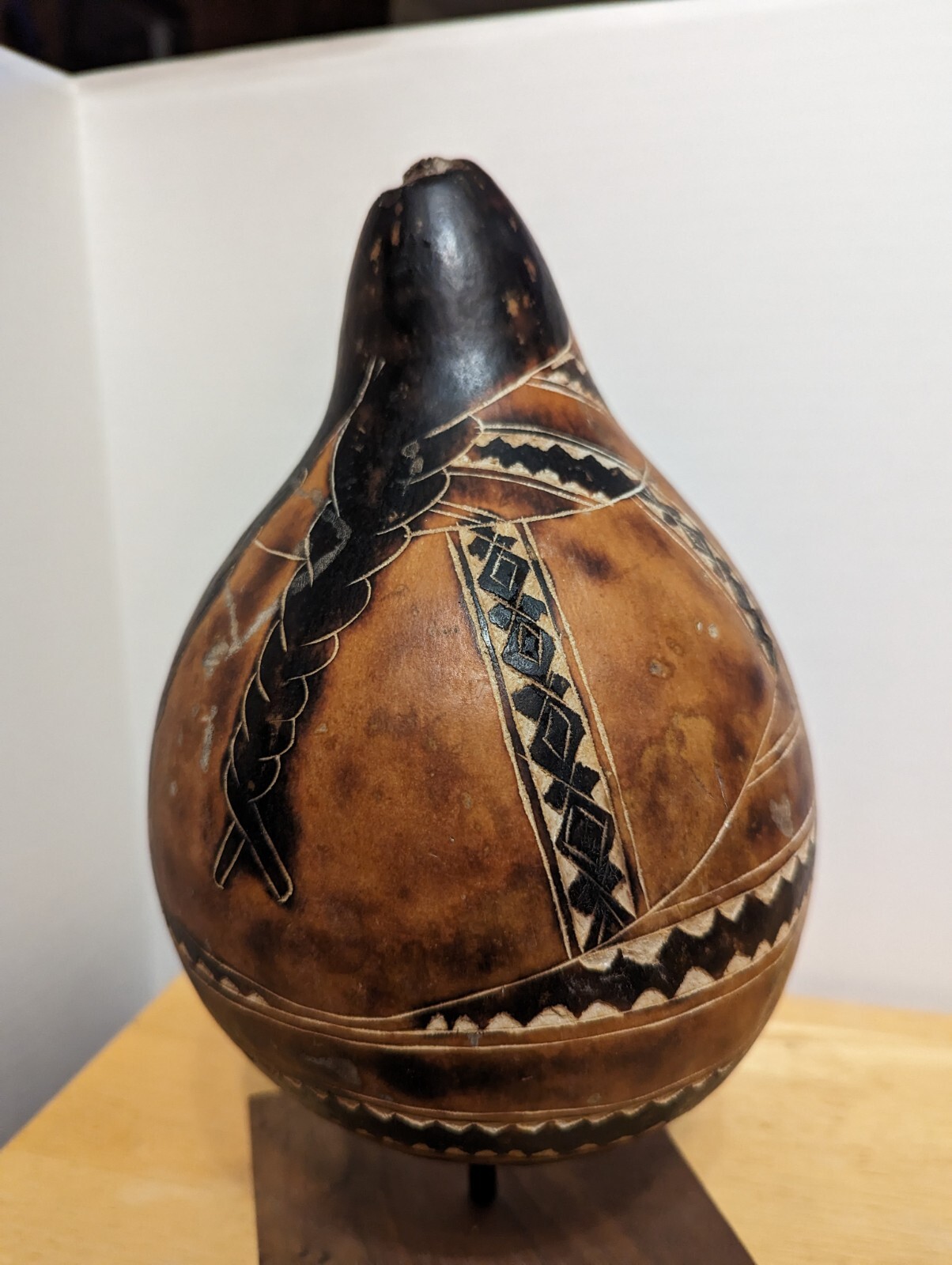 Gourd Hand Painted Large Gourd Native American Design On Swivelling ...