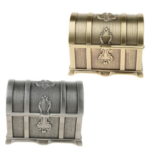 Rectangle Vintage Metal Treasure Chest Trinket Jewellery Box | eBay