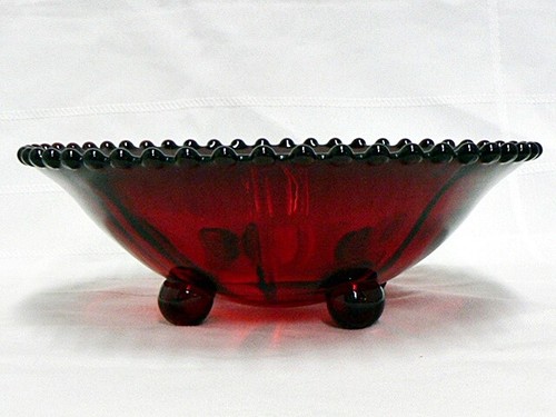 IMPERIAL GLASS RUBY RED GLASS " CANDLEWICK " FOOTED BOWL | eBay