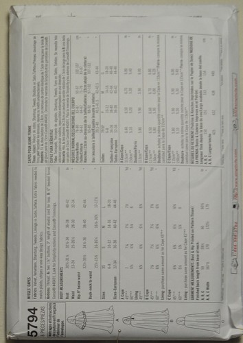 Simplicity 5794 Misses Capes Pattern Medieval Renaissance Size 6 - 20 ...