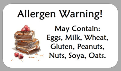 Mini Allergen Cake Bar Warning Stickers Small Food Allergy Content ...