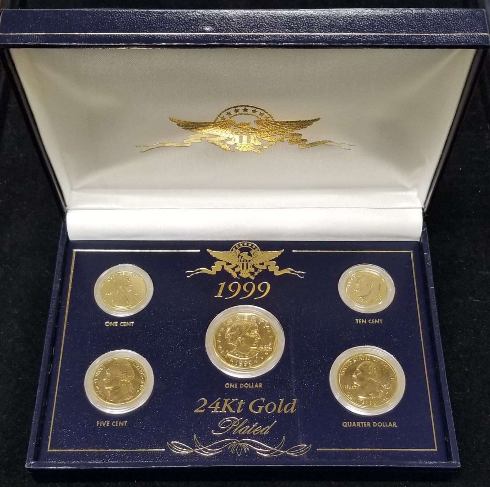 1999 24Kt Gold Plated US 5-Coin Set including Susan B. Anthony $1 in ...