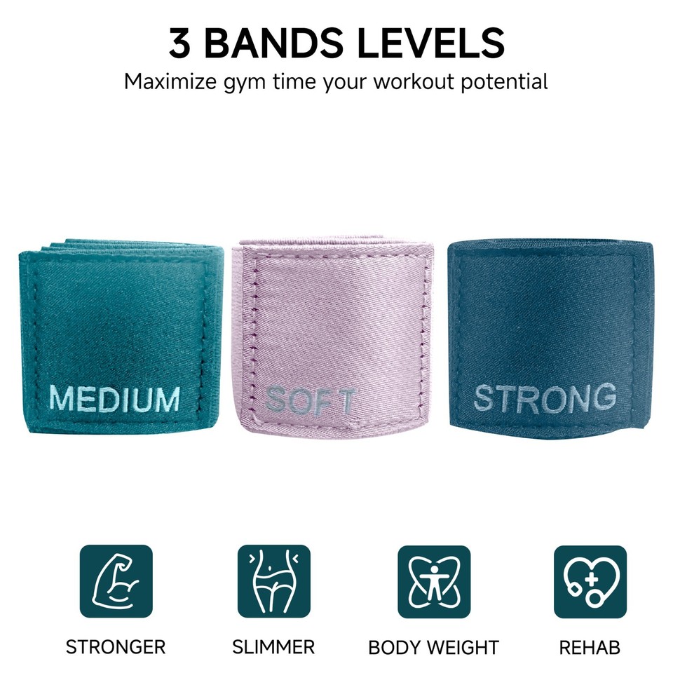 3 Color Multi Tension Resistance Loop Bands Muscle Stretch Strength ...