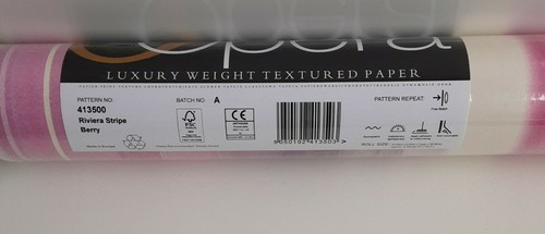 Arthouse Opera Luxury Weight Textured Wallpaper -Riviera Stripe Berry ...