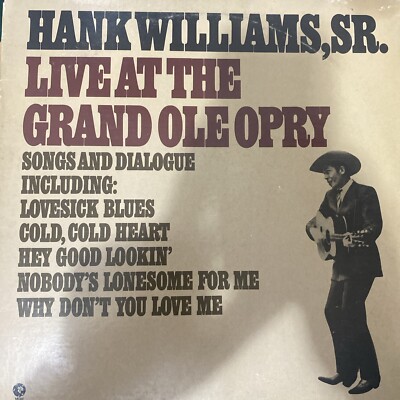 Hank Williams SR Live at the Grand Ole Opry 1976 Vinyl LP Record MGM MG ...