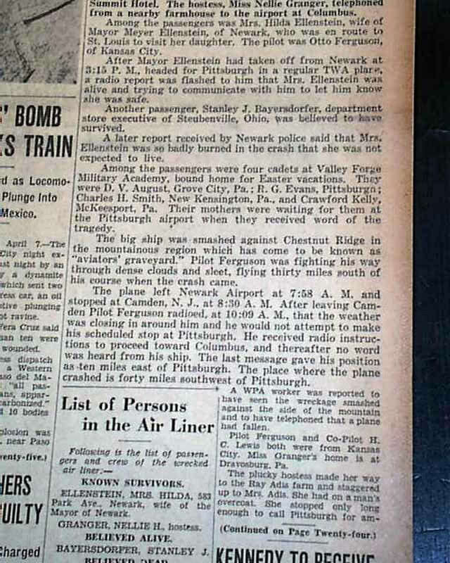 UNIONTOWN PA Pennsylvania TWA Flight 1 Airplane Crash Disaster 1936 ...