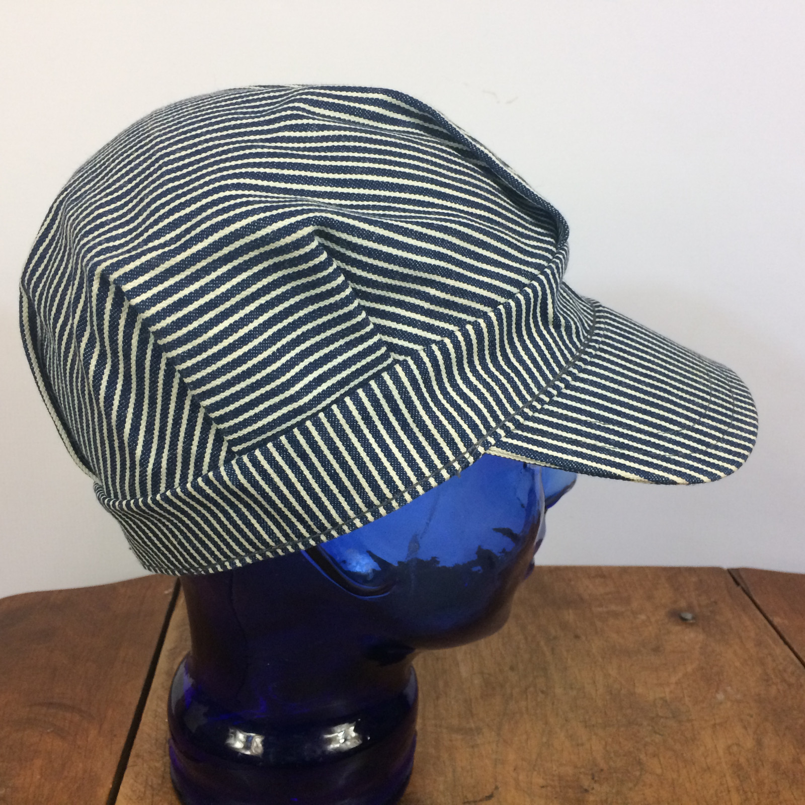 Vintage Hickory Stripe Railroad Engineers Work Train Hat Cap USA 7 ...