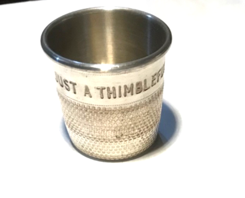 Vintage Silver Plated Shot MEASURE "JUST A THIMBLE FULL" . NICE ...