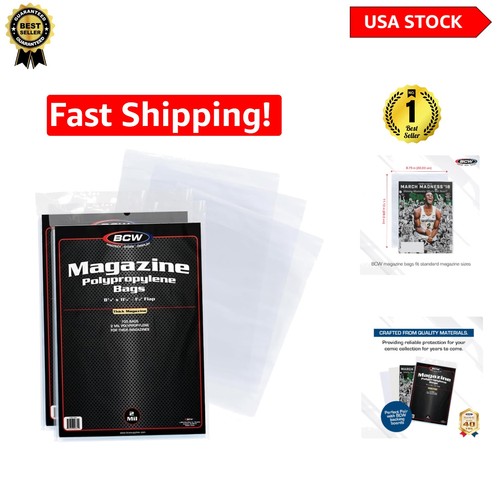 Clear Polypropylene Magazine Bags - Pack of 200 for Archival Storage ...