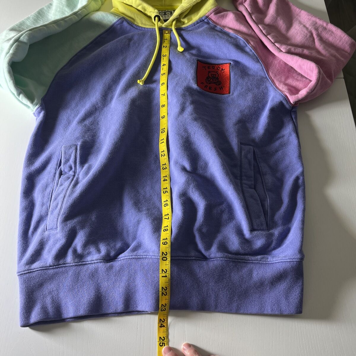 Vintage Teddy Fresh Hoodie Mens Small Sweatshirt Color Block Vintage Teddy Fresh Hoodie Mens Small Sweatshirt Color Block