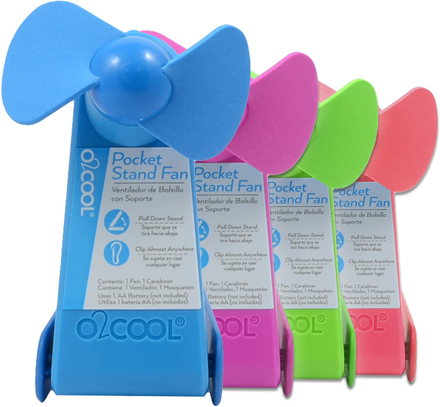 O2COOL Personal Fan Pocket Stand with Carabiner COLORS VARY - 6 PACK | eBay